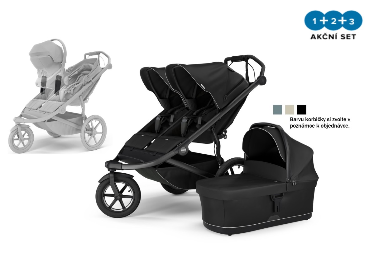 Thule Urban Glide 3 Double Black + adaptéry na autosedačku + hluboká ...